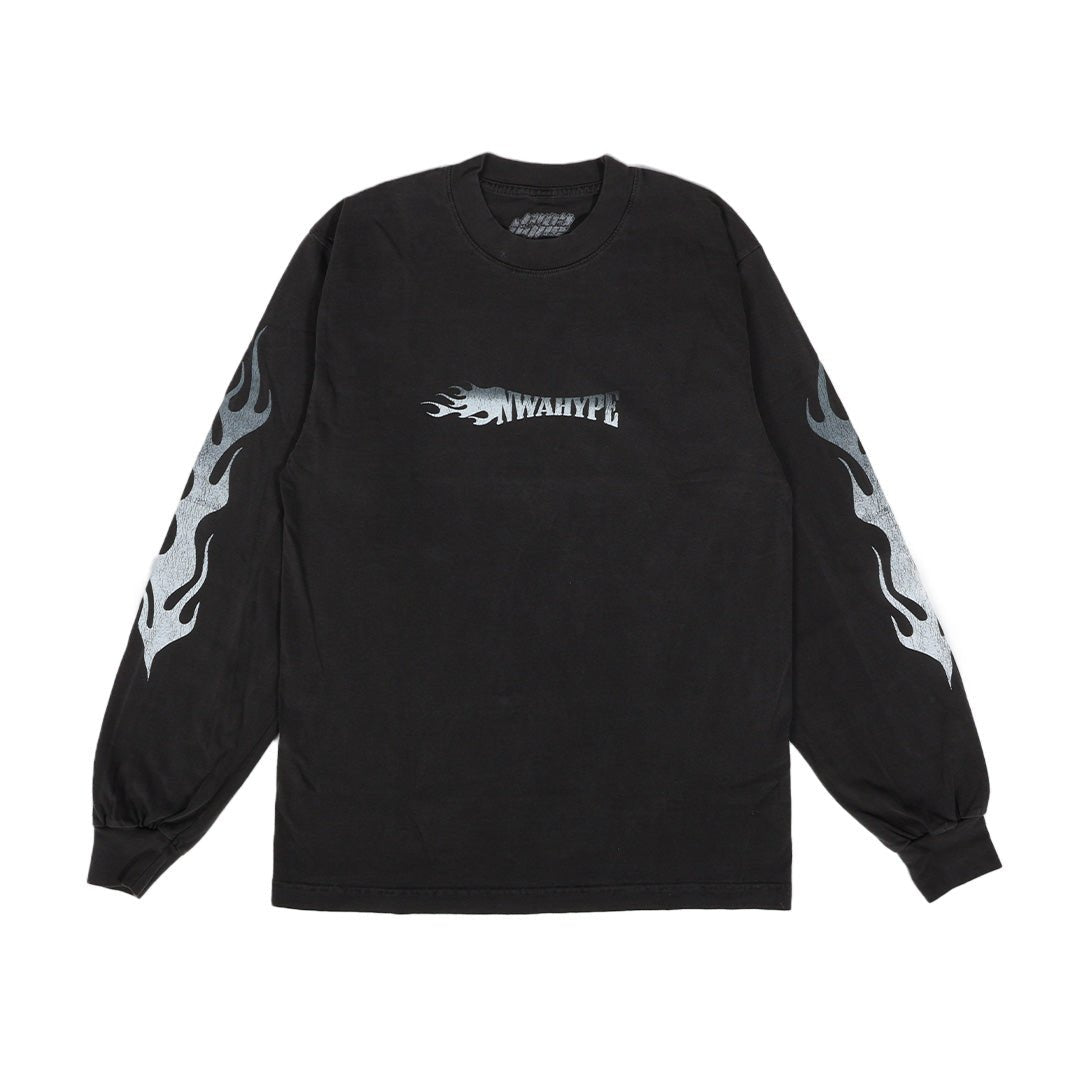 NWA Hype Flames Logo Faded Grey LS Tee – NWAHYPE